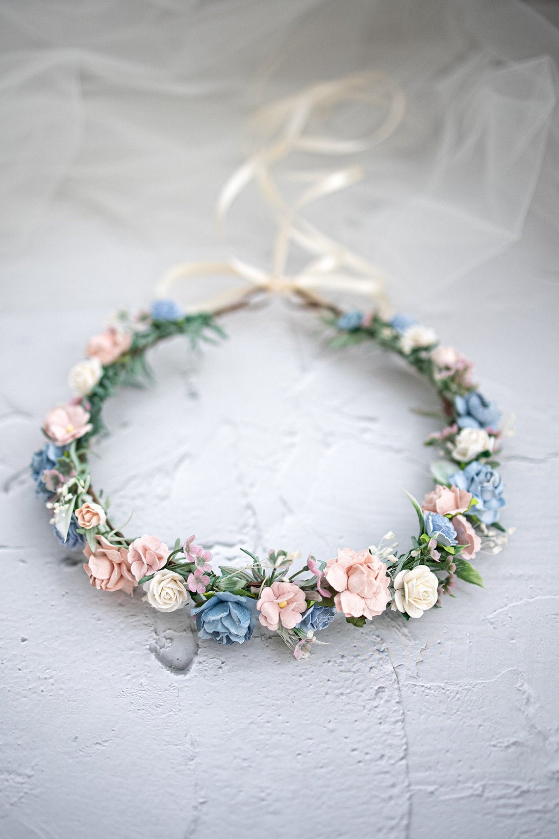 Bridal Flower Crown Rustic and Boho Fairy Headpiece - Etsy