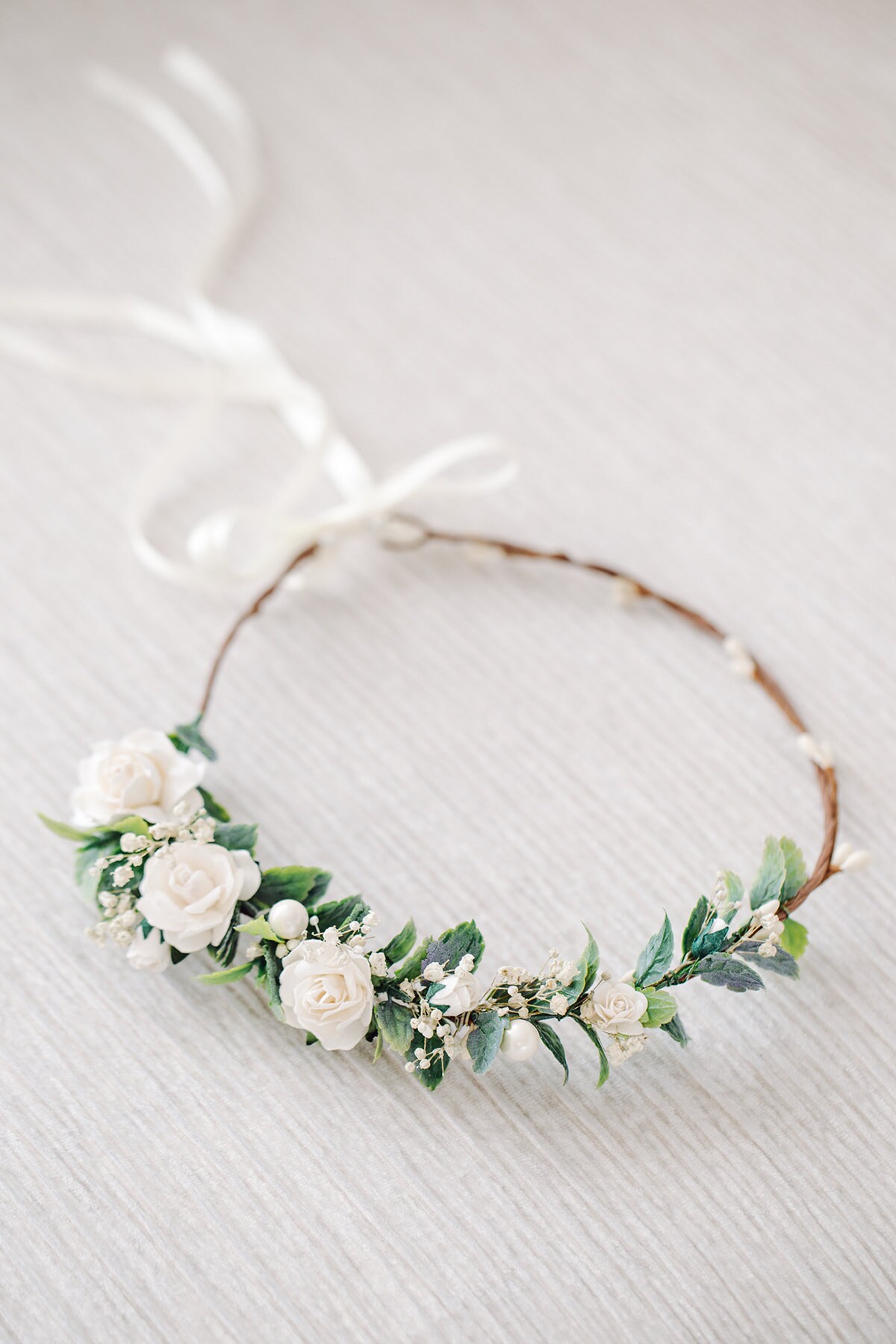 Bridal Flower Crown ivory and white Flowers dried Baby's | Etsy