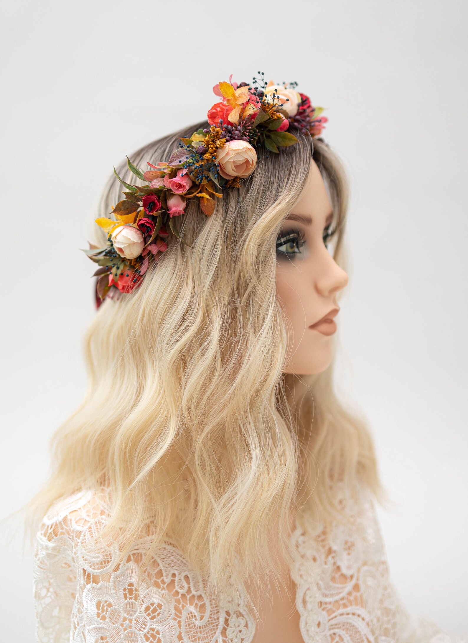 Rustic Boho Flower Crown | Wedding and Special Occasion Hairpiece ...