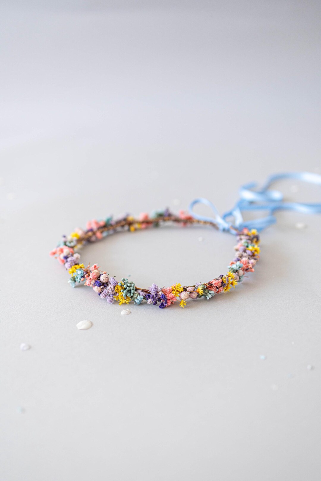 Colorful Flower Crown With Dried Flowers. Bridal Flower Hair Wreath ...