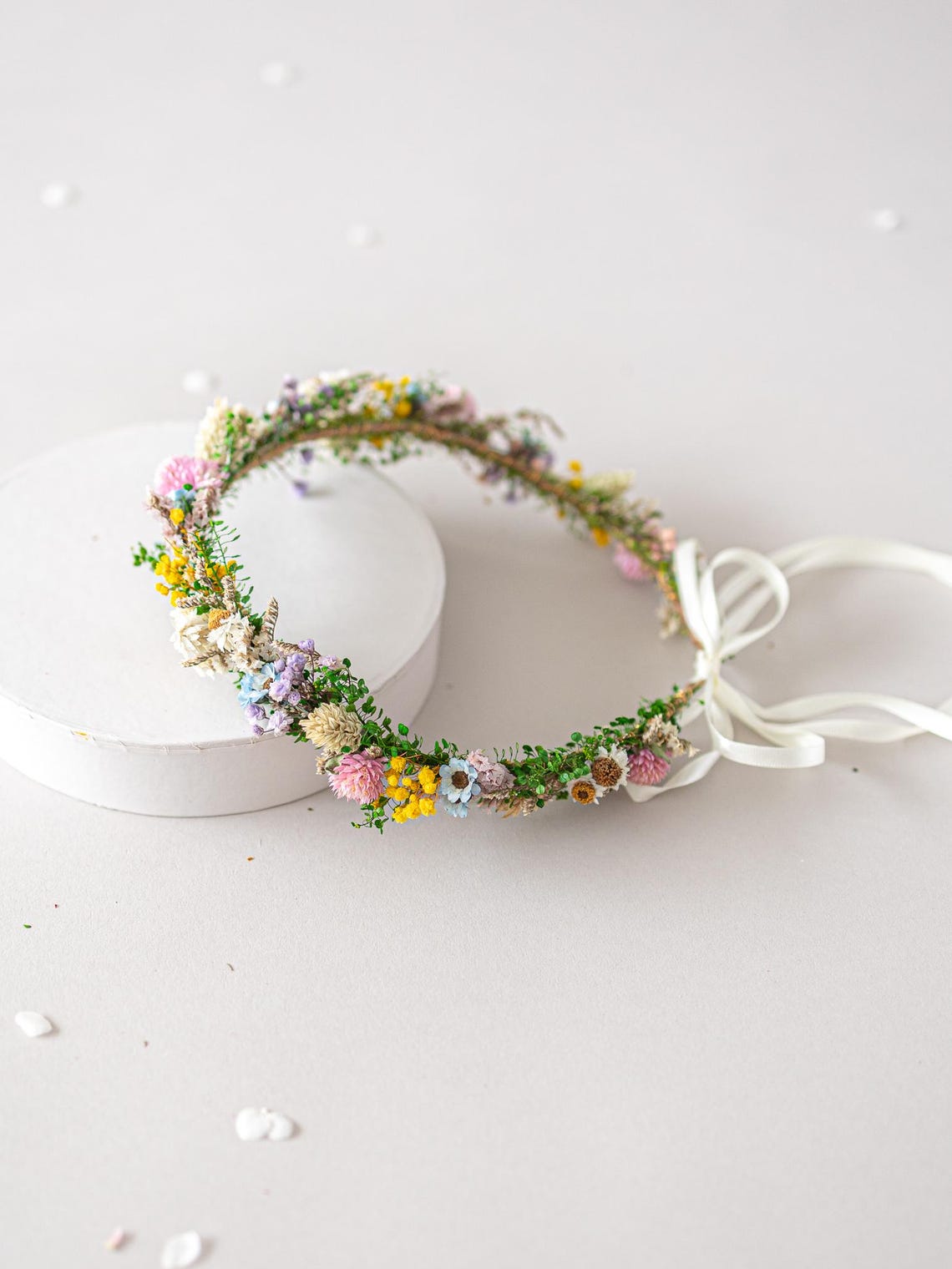 Colorful Flower Crown With Dried Flowers. Bridal Flower Hair Wreath ...