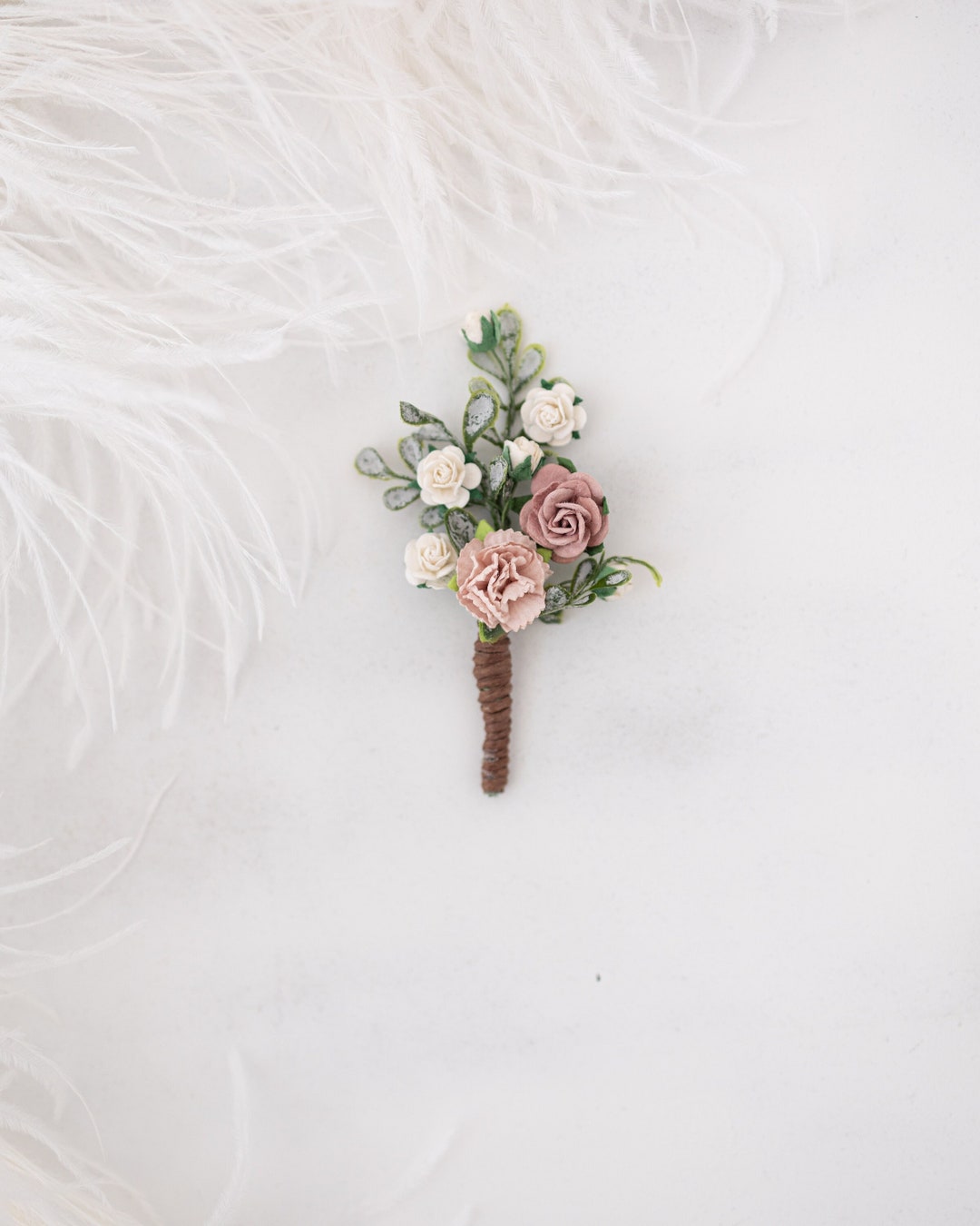 Boutonniere for the Groom. Dusty Pink and Blush Pink Buttonhole ...
