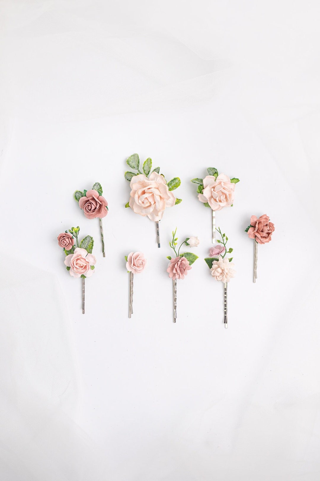 Bridal Hair Pins in Blush, Sage Green, Mauve, Dusty Rose, Peach ...