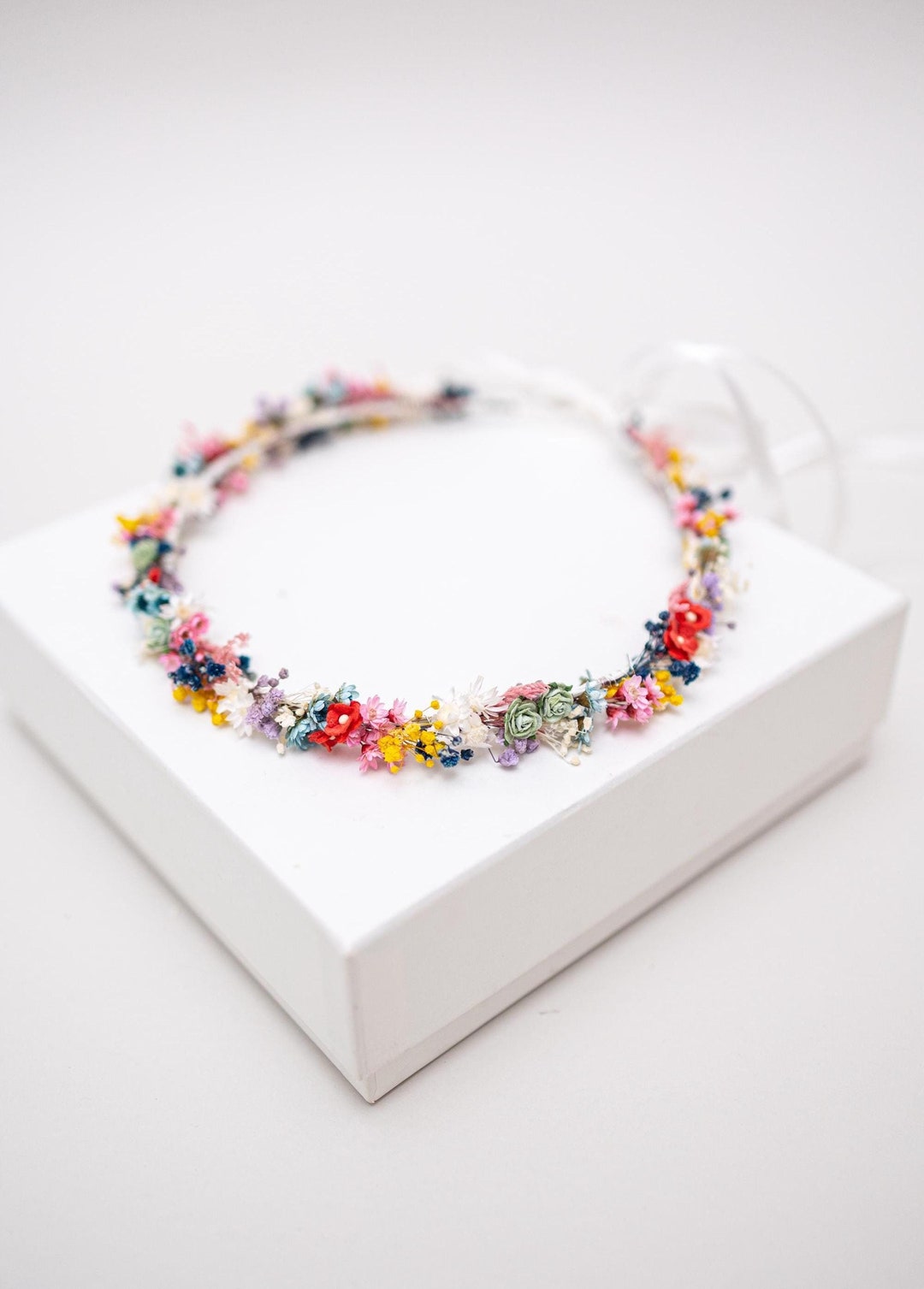 Colorful Flower Crown With Dried Flowers. Bridal Flower Hair Wreath ...