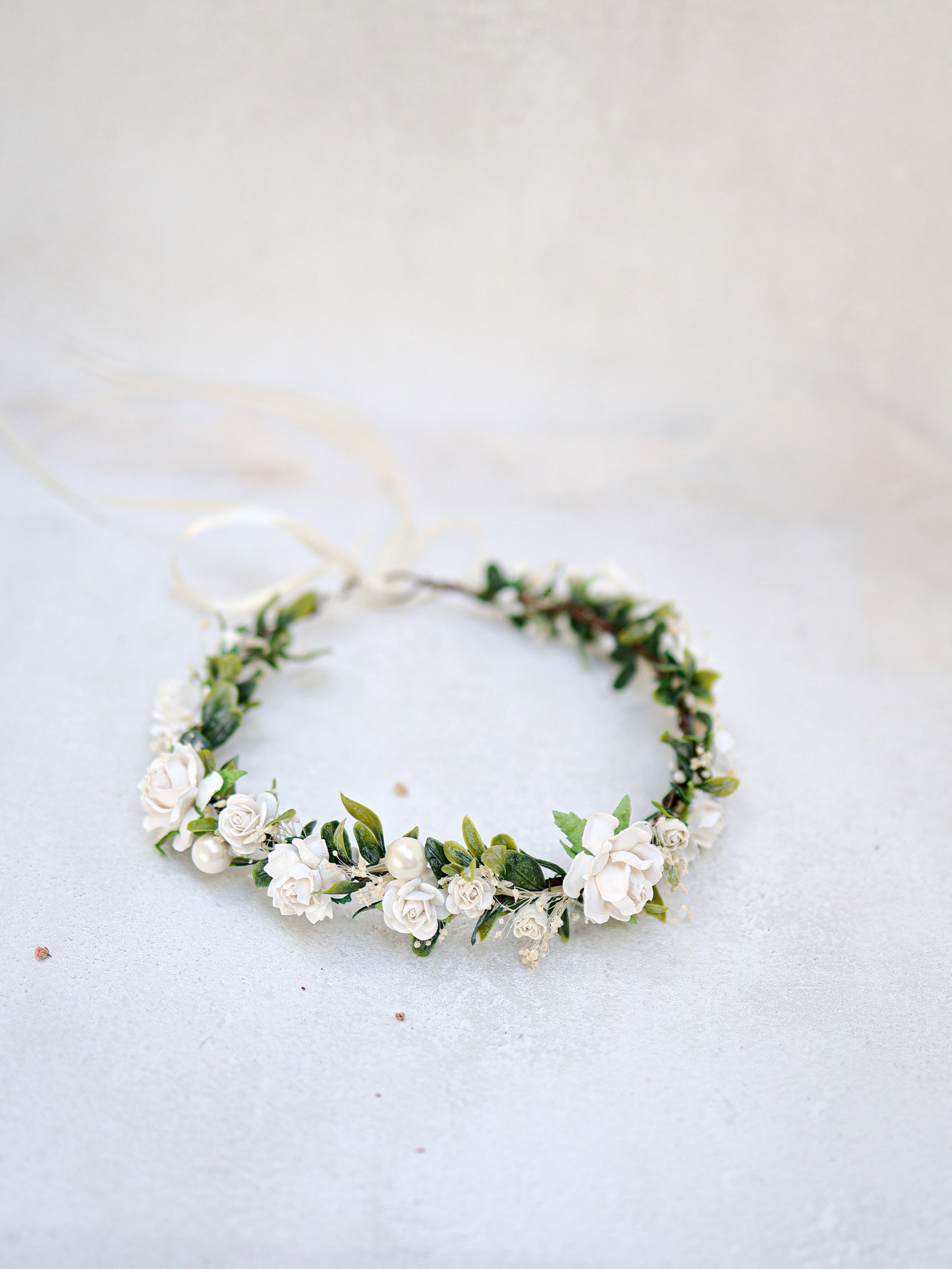 Flower Crown for Brides With White and Ivory Flowers, Roses, Eucalyptus ...