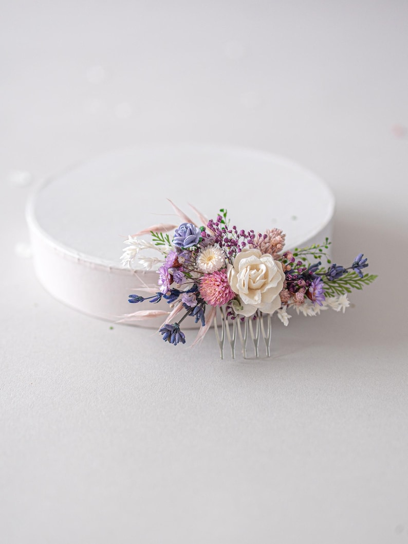 Dried Flowers Hair Comb With Babys's Breath and Daisies. Bridal Floral ...