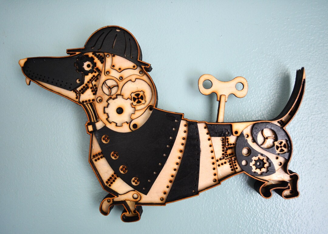 Steampunk Laser Cut Dimensional Dachshund Figure, Layered Design, Wall ...