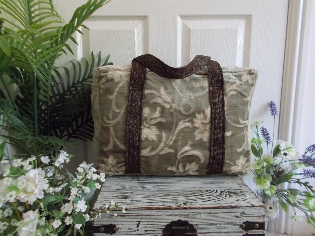 Olive Green Velvet Carpet Weekend Bag/ Duffle Bag/ Overnight Bag ...