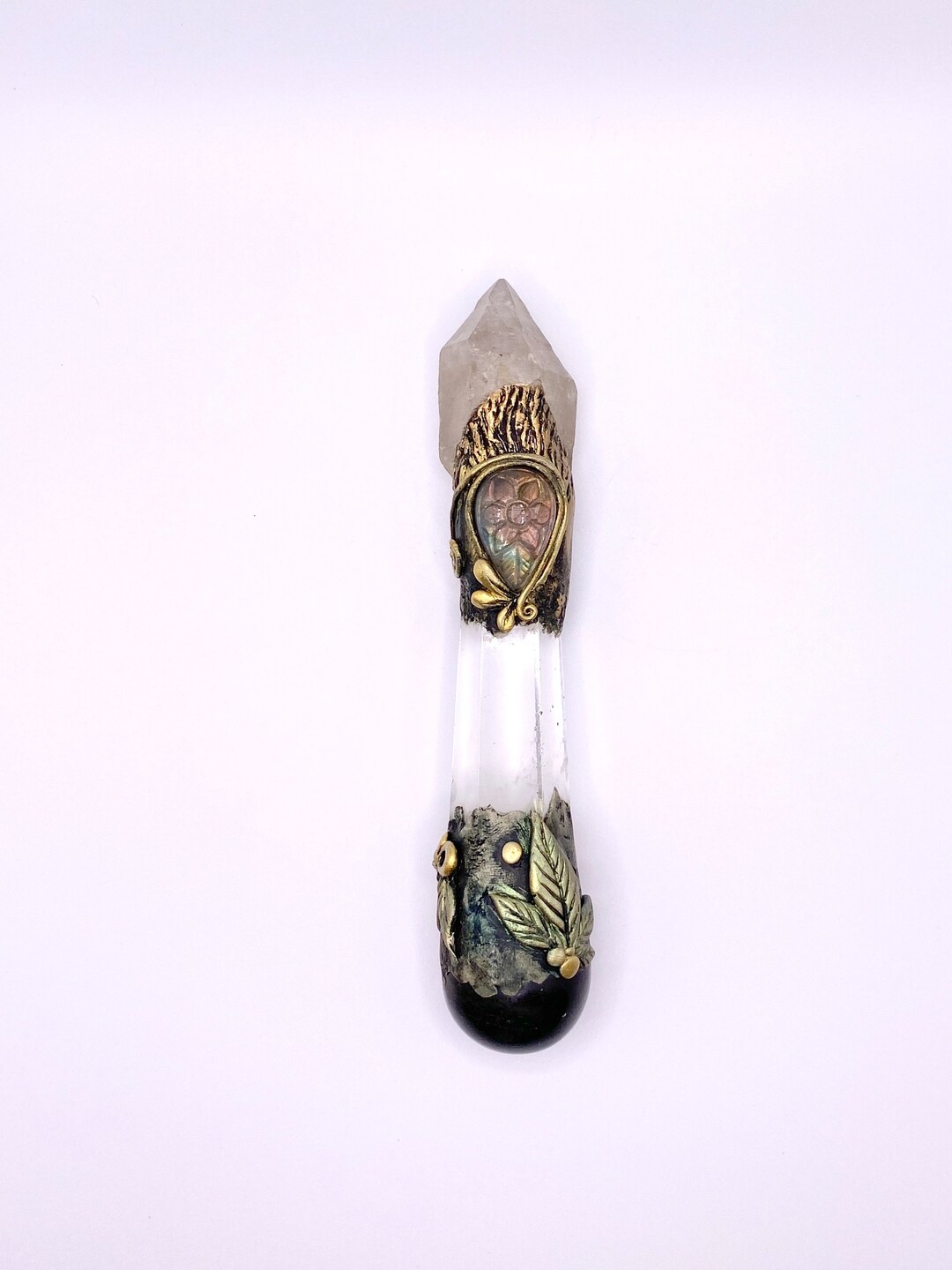 Handcrafted Crystal Energy Wand: Tibetan Quartz, Labradorite, Obsidian ...
