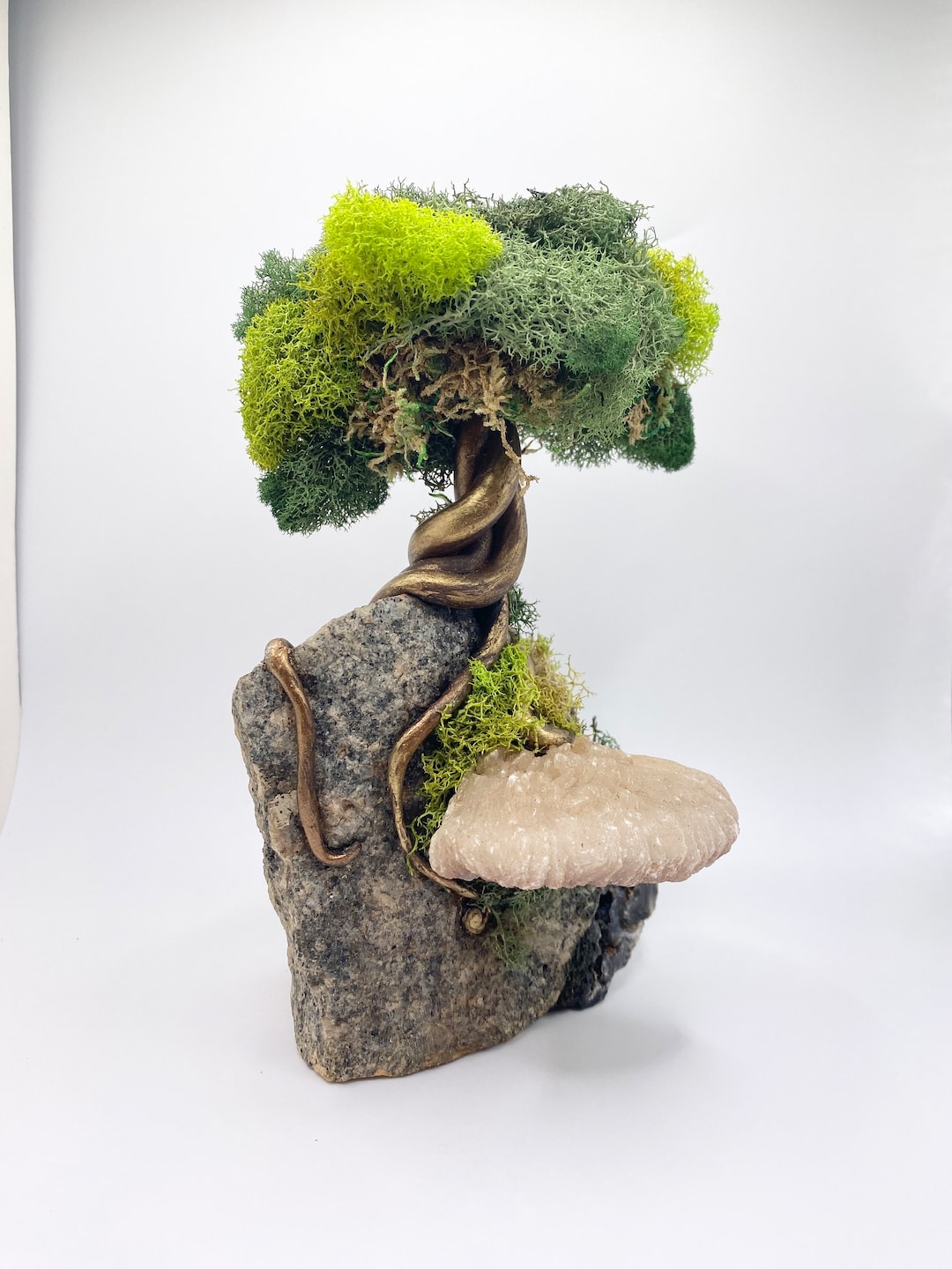 Tree of Life Sculpture: Clay, Stone and Moss Sculpture With Granite ...