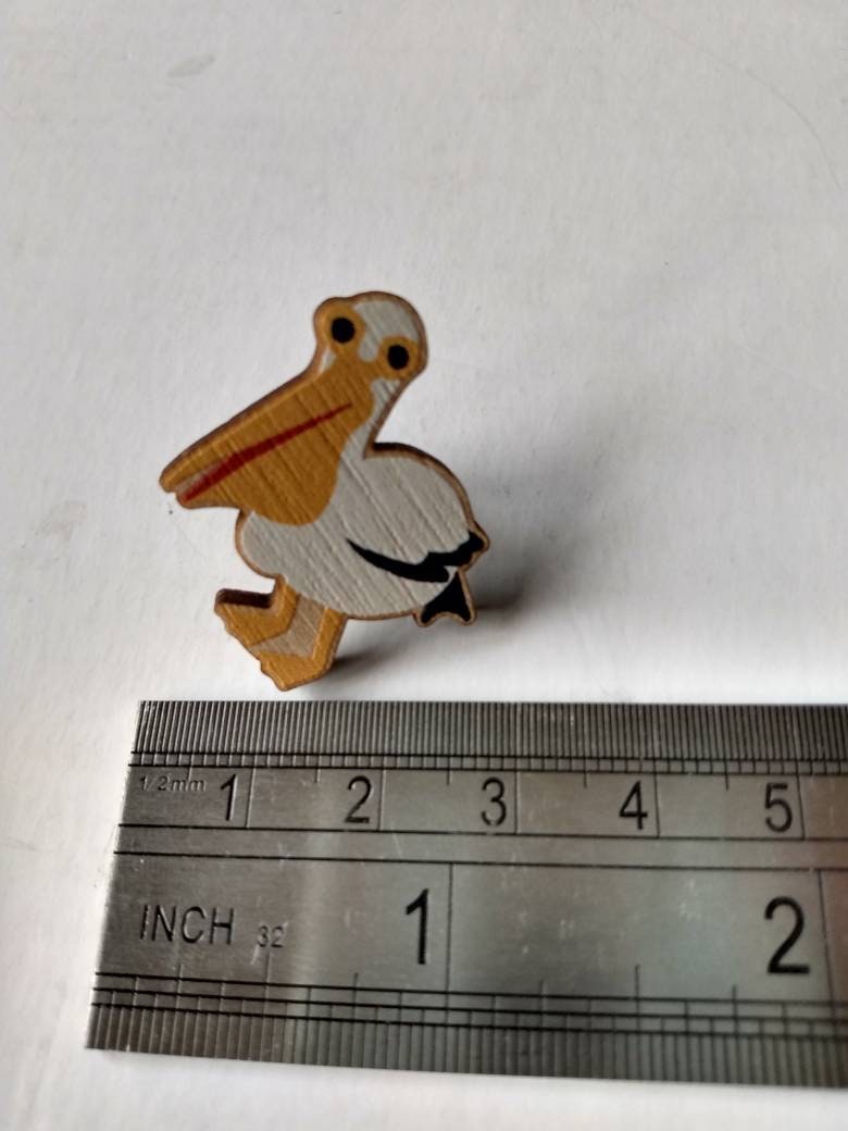 Pelican Pin Laser Cut and Printed Plywood Badge With Rubber - Etsy