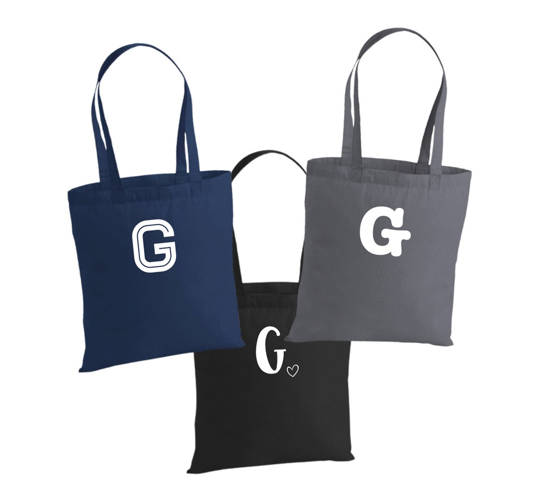 Personalised Initial Letter G Tote Bag, Alphabet Tote Bag, Letter G ...
