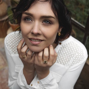 Adjustable Openwork and Engraved Geometric Ring Gilded With Fine Gold ...