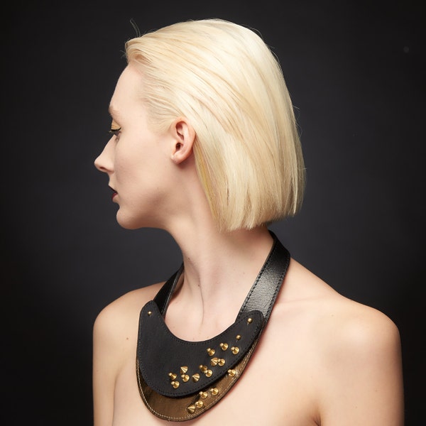 Leather Necklace Bib - Etsy