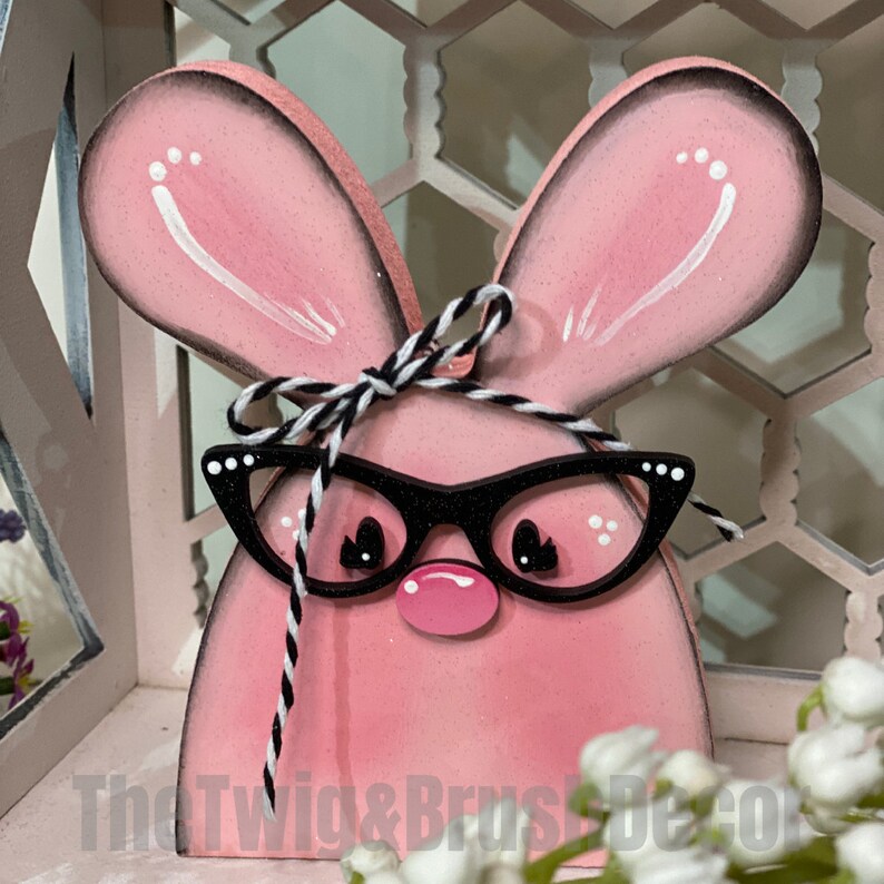 Nerdy Bunny Standing Decor 3D Painted Bunny Decor Easter Bunny Painted ...