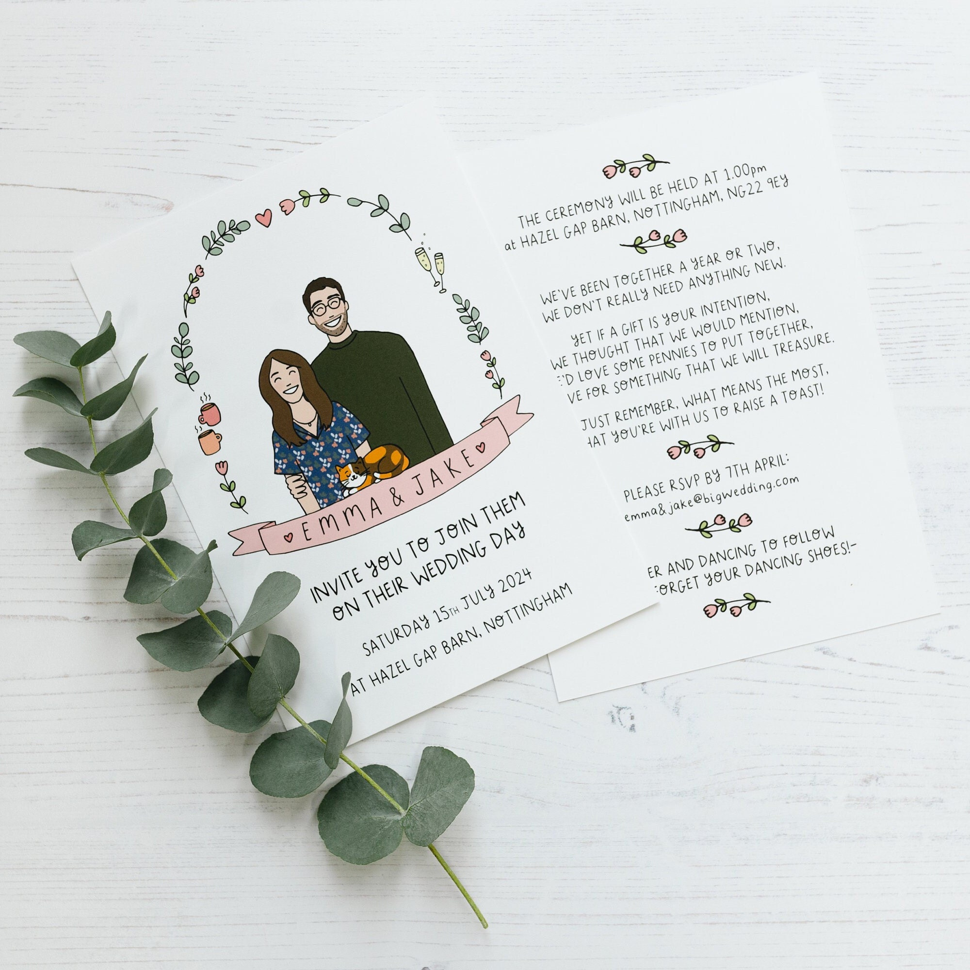 Sample Only Wedding Invitation With Couple Illustration - Etsy UK