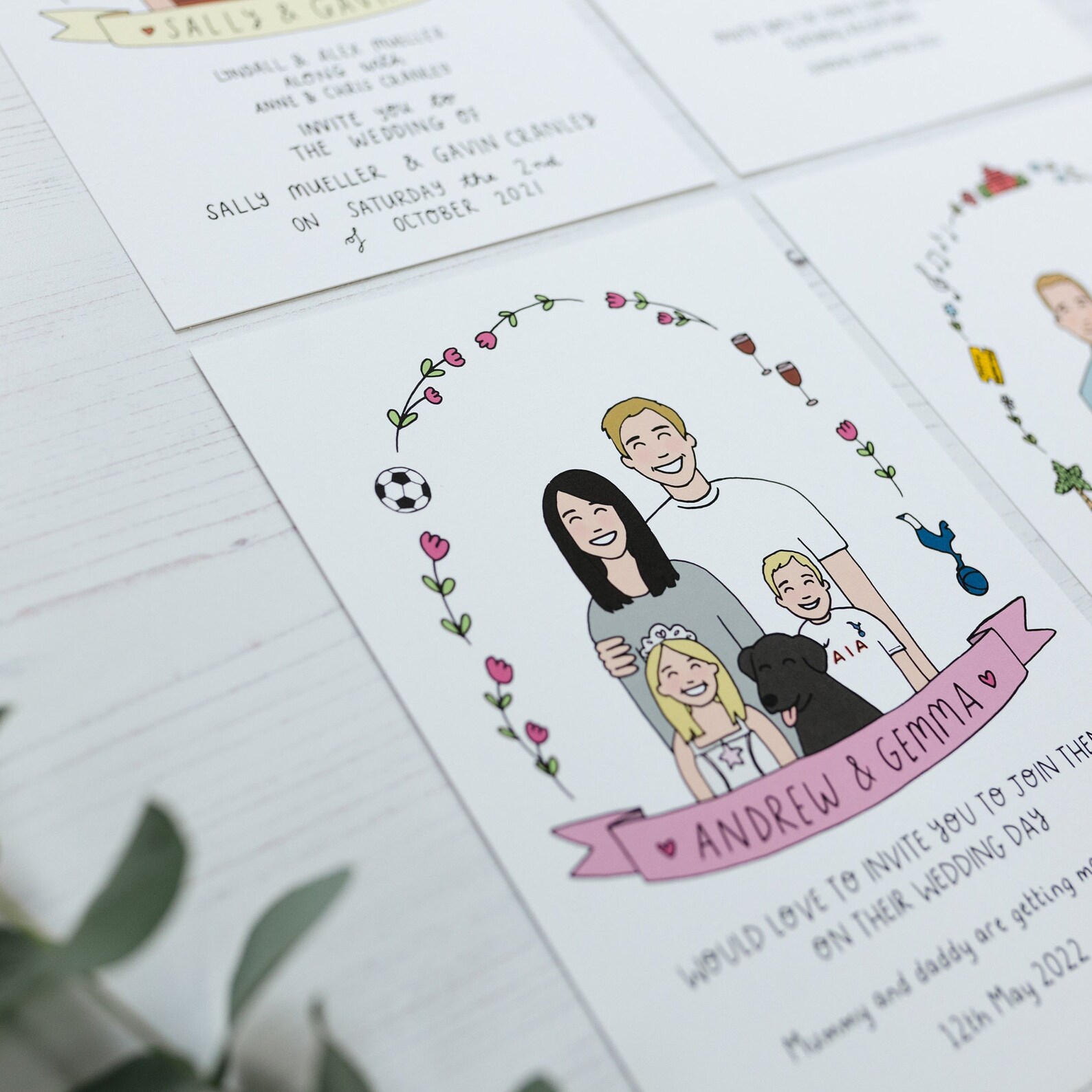 Wedding Invitations With Custom Illustrated Couple Double - Etsy UK