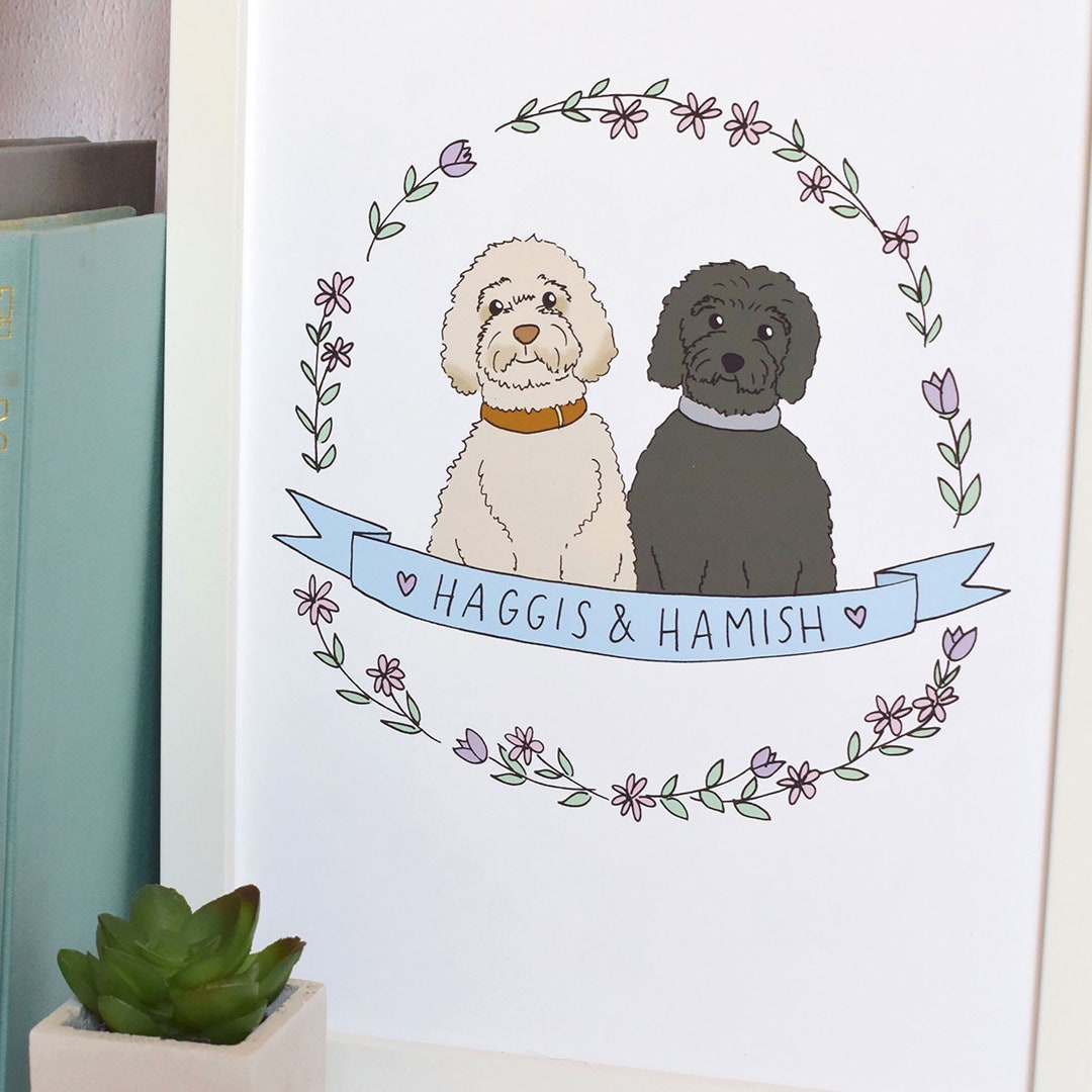 Personalised Pet Portrait Animal Companion Illustration, Custom Gift ...