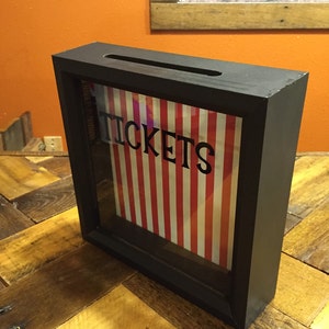 TICKETS, Ticket Stub Box, 8x8", Shadow Box, Ticket Holder Box ...