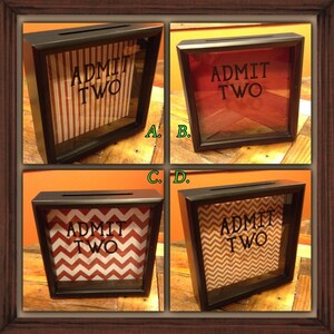 TICKETS, Ticket Stub Box, 8x8", Shadow Box, Ticket Holder Box ...