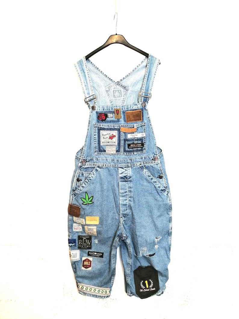 Denim Overalls With Vintage Badges - Etsy