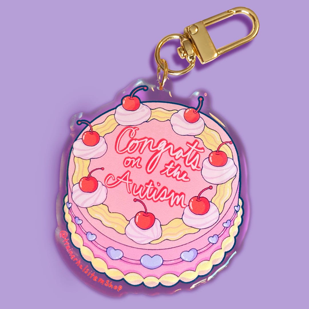 Congrats on Autism Cake Keychain: Acrylic Resin, Neurodiversity Pride ...