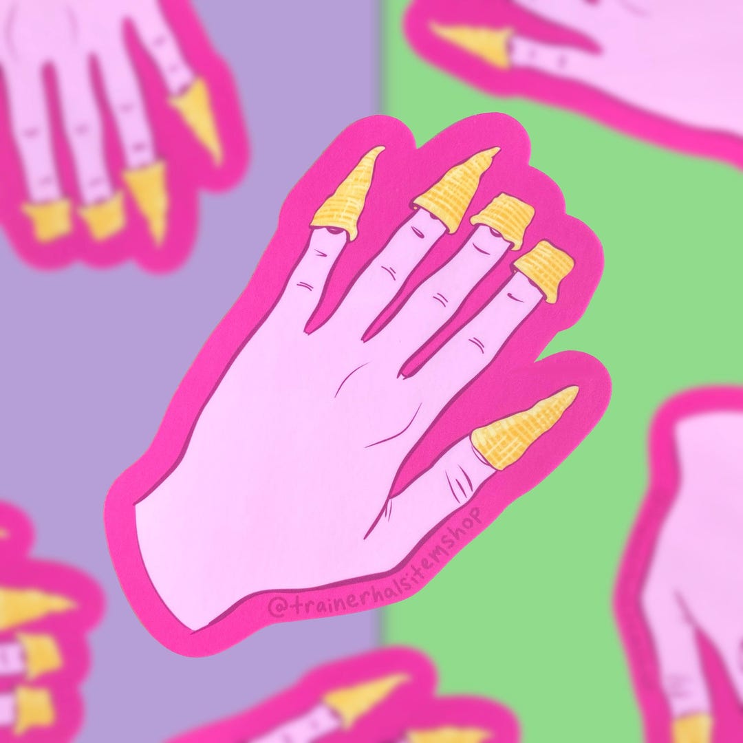 Bugles Fingers Sticker: 90s Nostalgia, Sapphic Funny Food Art - Etsy