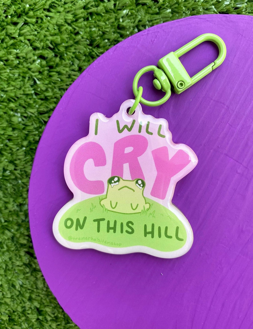 Sad Frog Acrylic Keychain, Cottagecore Aesthetic Accessory - Etsy