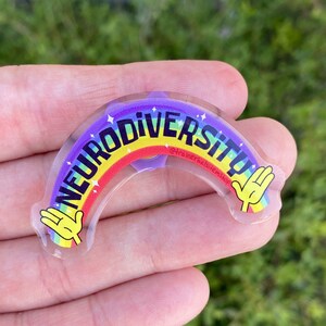 Neurodiversity Pin Badge Rainbow Cartoon Sponge Guy Resin Domed Acrylic ...