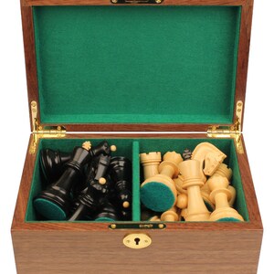 Zagreb Series Chess Set Ebonized & Boxwood Pieces With Walnut Chess Box ...