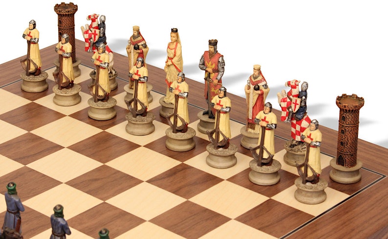 The Crusades Theme Chess Set With Walnut & Maple Deluxe Board - Etsy