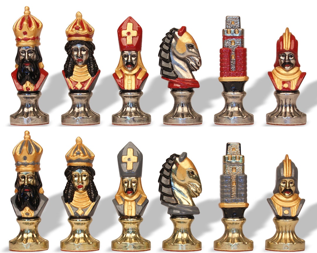Medieval Theme Hand Painted Metal Chess Set by Italfama - Etsy