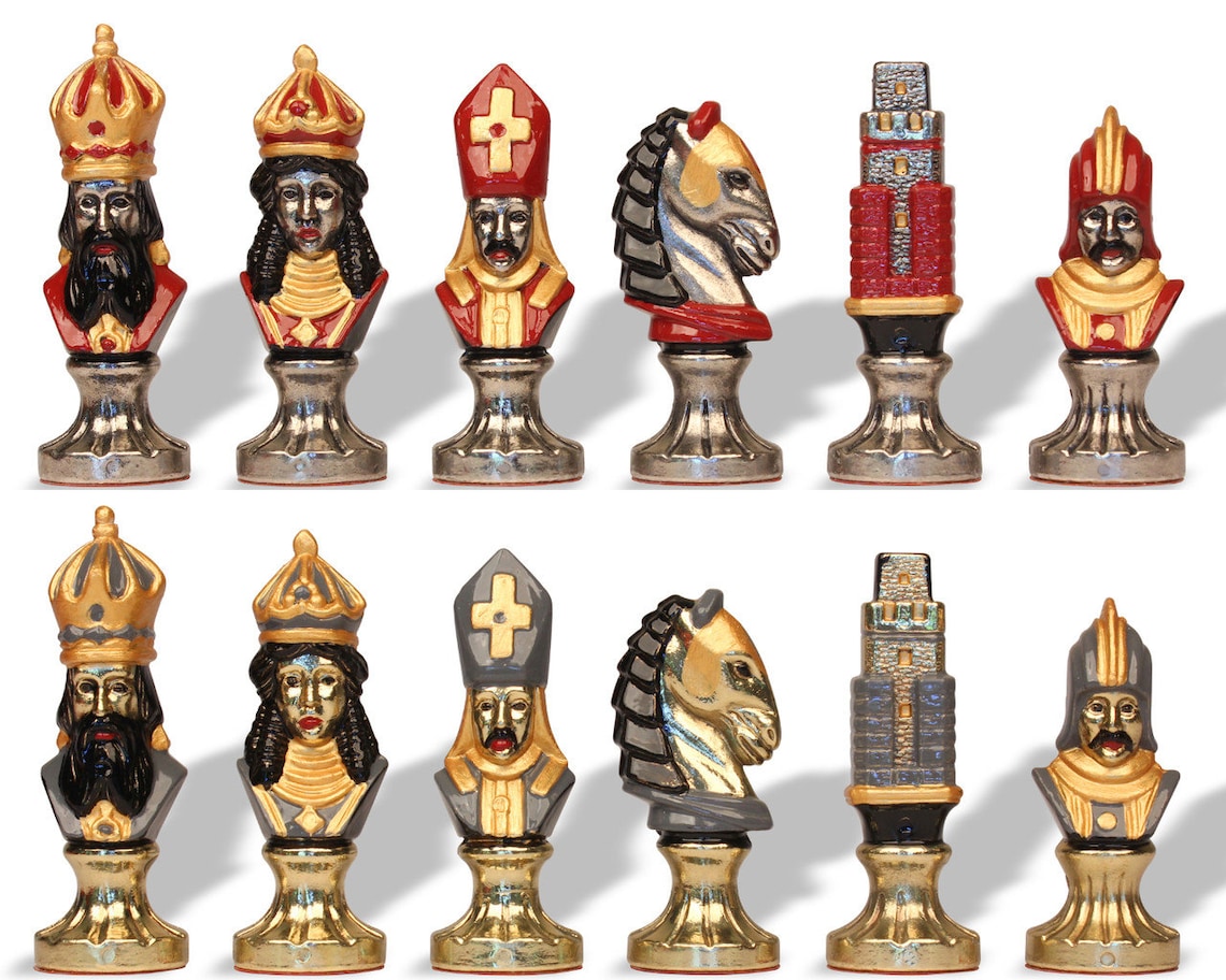 Medieval Theme Hand Painted Metal Chess Set by Italfama - Etsy