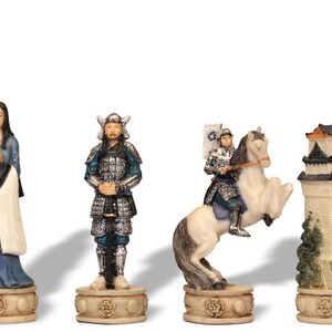 Japanese Samurai Theme Chess Set With Walnut & Maple Deluxe Board - Etsy