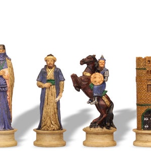 The Crusades Theme Chess Set With Gray & Erable High Gloss Deluxe Board ...