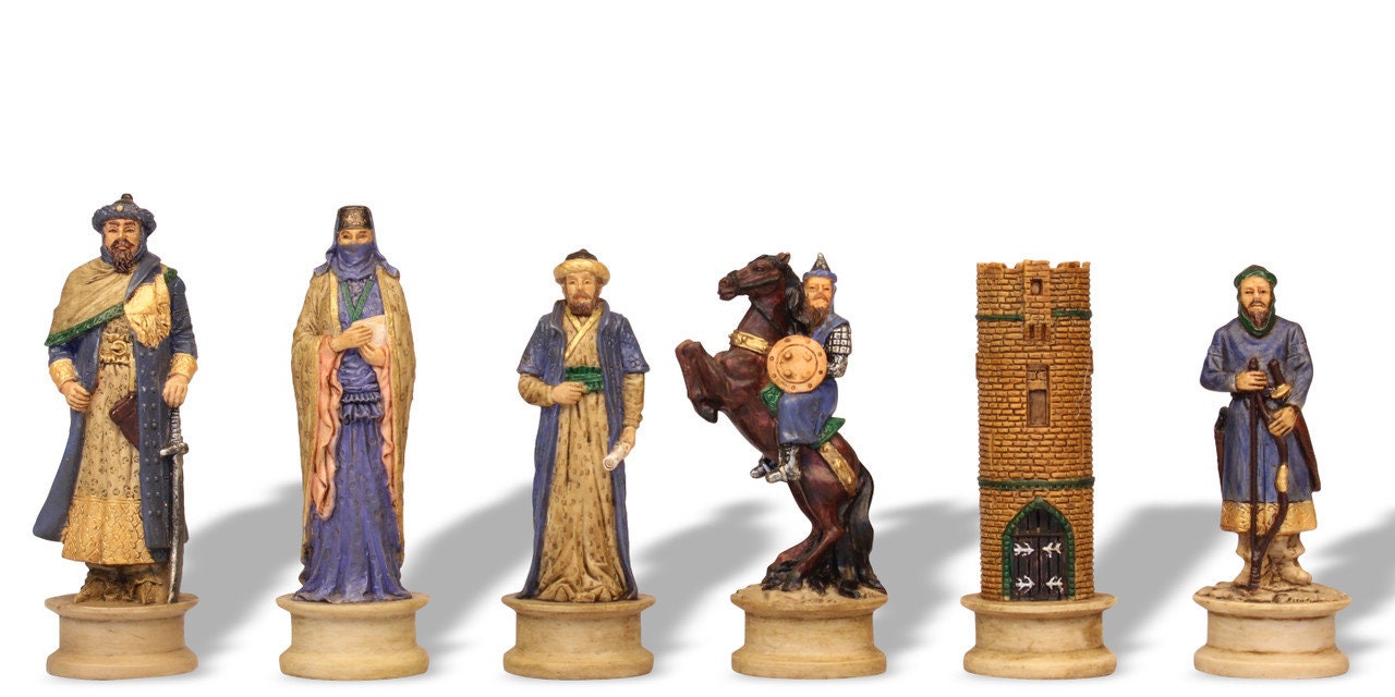 The Crusades Theme Chess Set With Gray & Erable High Gloss Deluxe Board ...