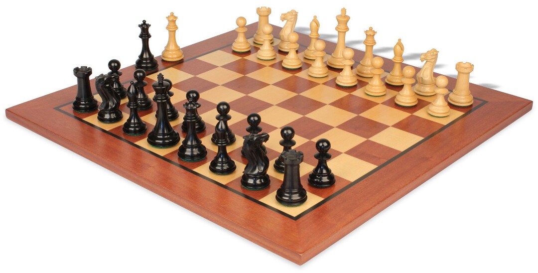New Exclusive Staunton Chess Set Ebonized & Boxwood Pieces With Classic ...