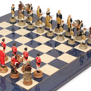 American Revolutionary Theme Chess Set With Blue & Erable High Gloss ...