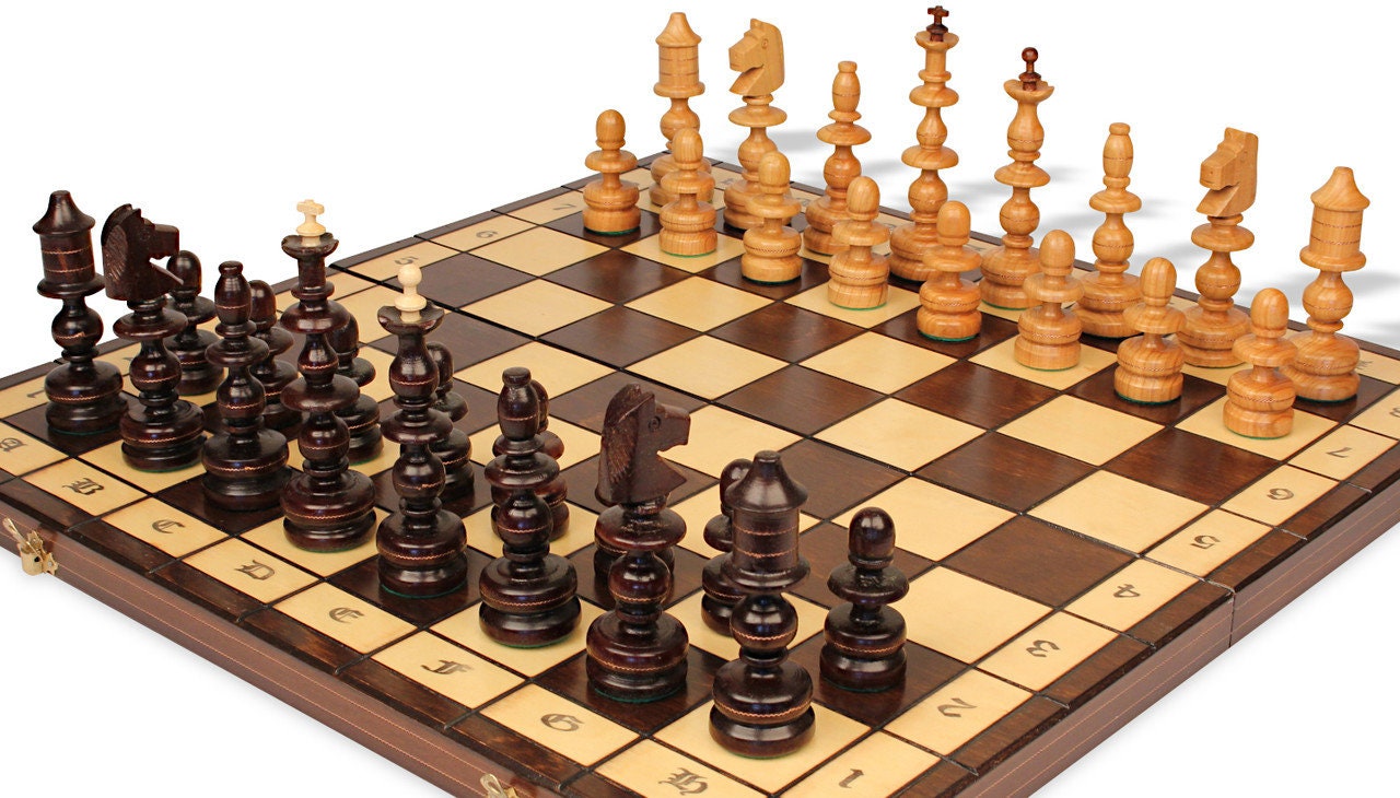 Old Polish Folding Chess Set Brown - Etsy