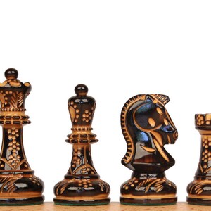 Dubrovnik Series Chess Set With Burnt Boxwood Pieces - 3.9" King - Etsy