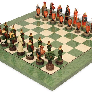 Robin Hood Theme Chess Set With Green & Erable High Gloss Deluxe Board ...