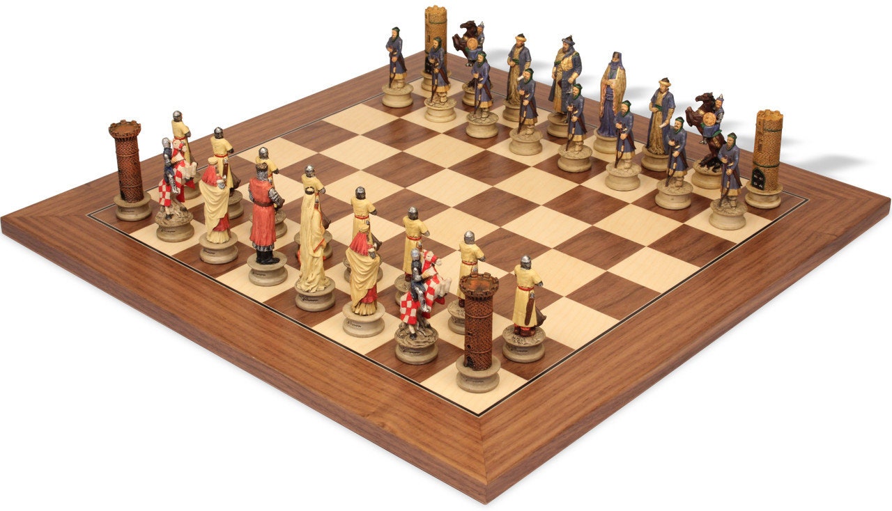 The Crusades Theme Chess Set With Walnut & Maple Deluxe Board - Etsy