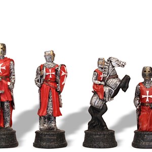 Templar Knights Theme Chess Set With Walnut & Maple Deluxe Board - Etsy
