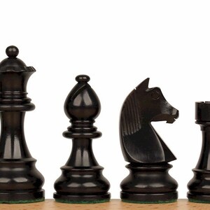 German Knight Series Chess Set - Ebonized & Boxwood Pieces - 3.75" King ...