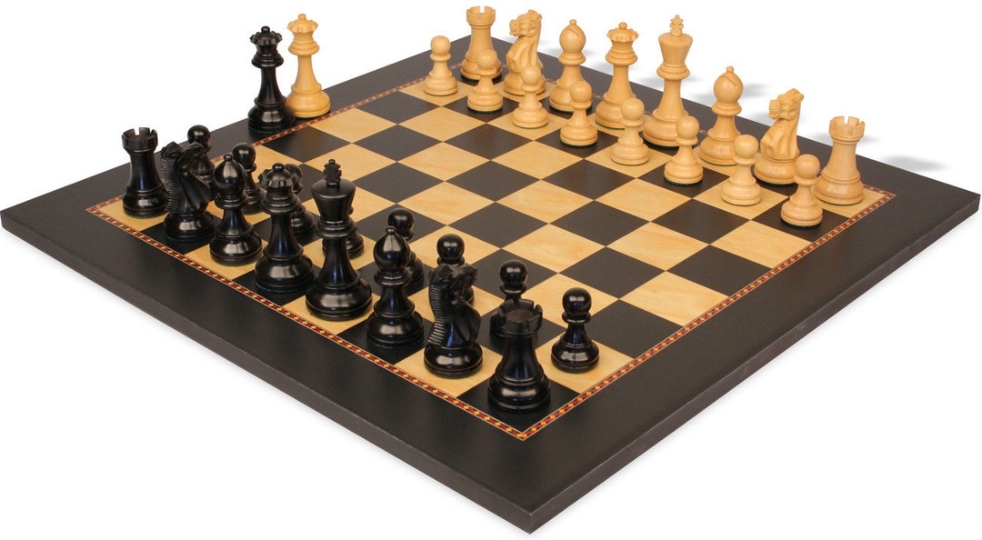 Parker Staunton Chess Set - Ebonized & Boxwood Pieces - Queen's Gambit ...