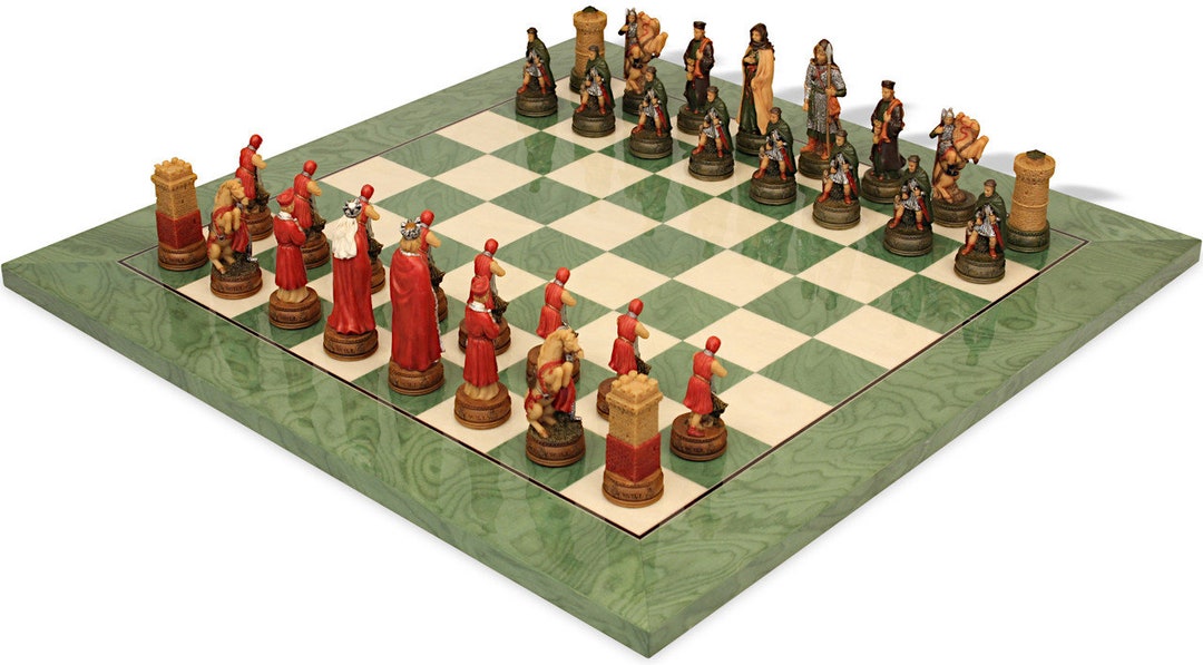 The Story of Camelot Theme Chess Set With Green & Erable High Gloss ...