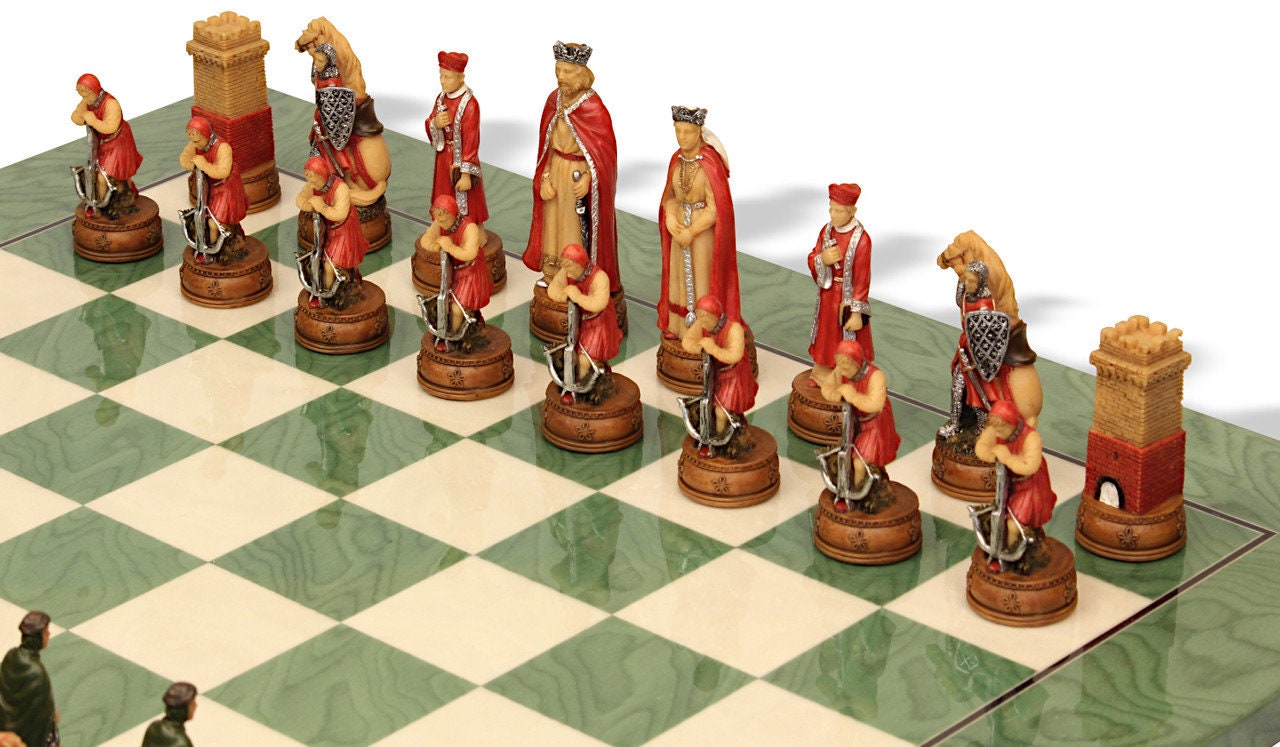 The Story of Camelot Theme Chess Set With Green & Erable High Gloss ...