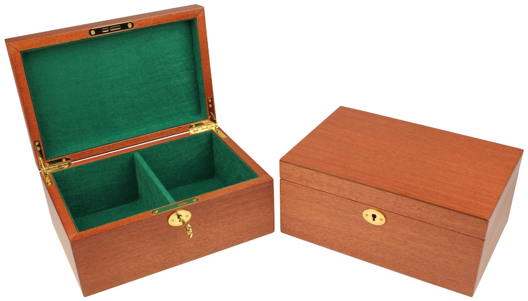 Classic Mahogany Chess Piece Box With Green Felt Lining- Small - Etsy