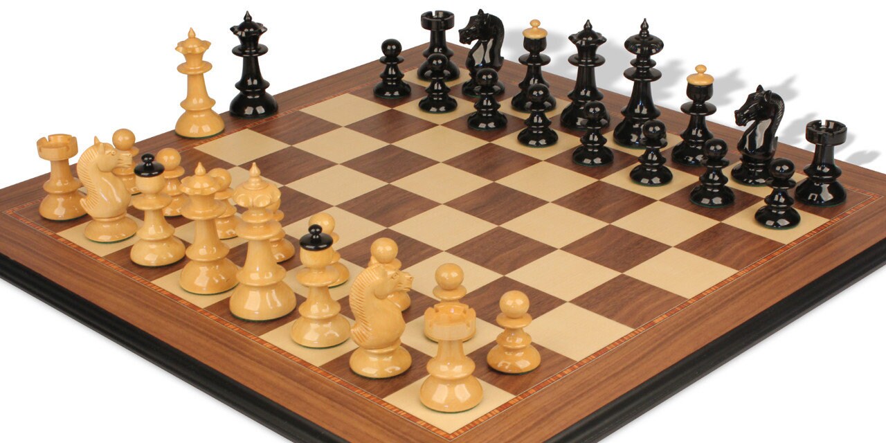 Vienna Coffee House Antique Reproduction Chess Set - Black & Boxwood ...
