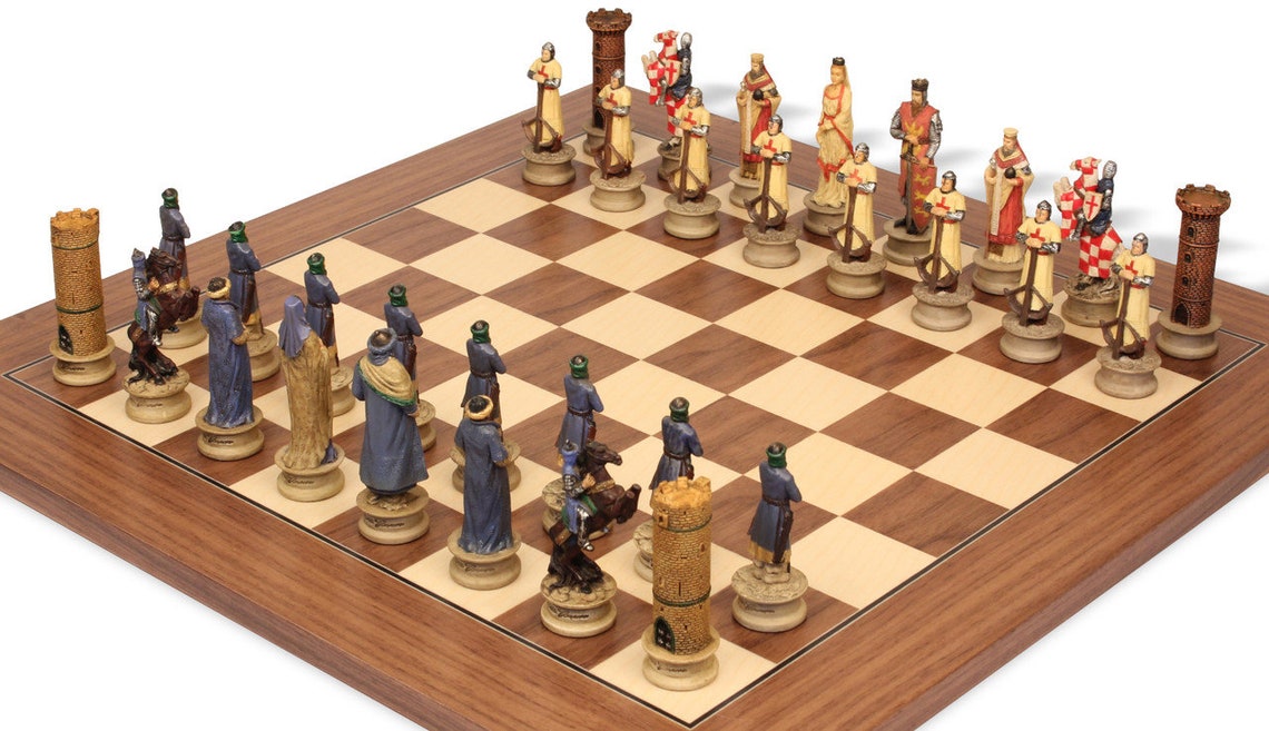 The Crusades Theme Chess Set With Walnut & Maple Deluxe Board - Etsy